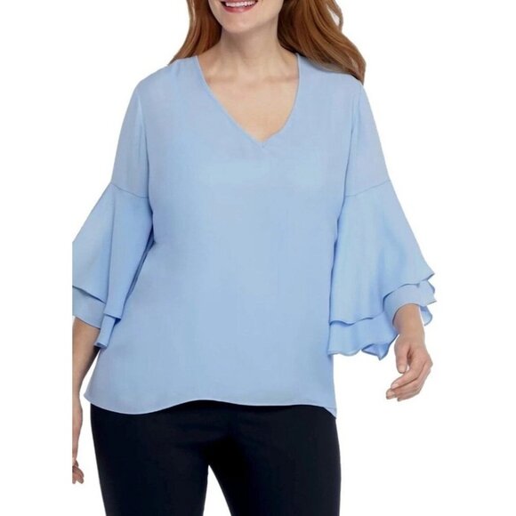 The Limited | Tops | New Size Xl The Limited Light Blue Ruffle Sleeve ...